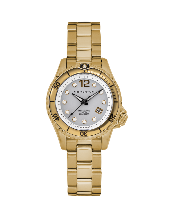 Champagne Mini Eclipse Solar - White | Ladies Gold Solar-Powered Dive Watch