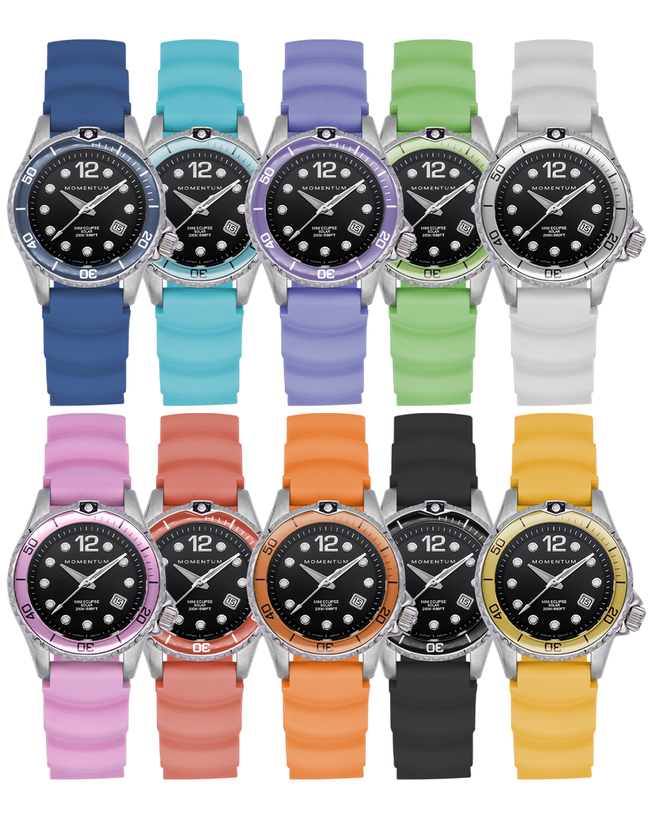 Mini Eclipse Solar - Black | Ladies Solar-Powered Dive Watch – Momentum ...