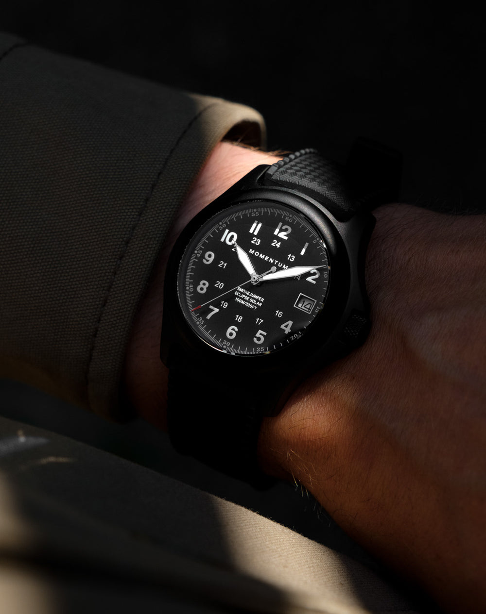 Smokejumper Eclipse 38mm | Black Titanium Solar-Powered Field Watch