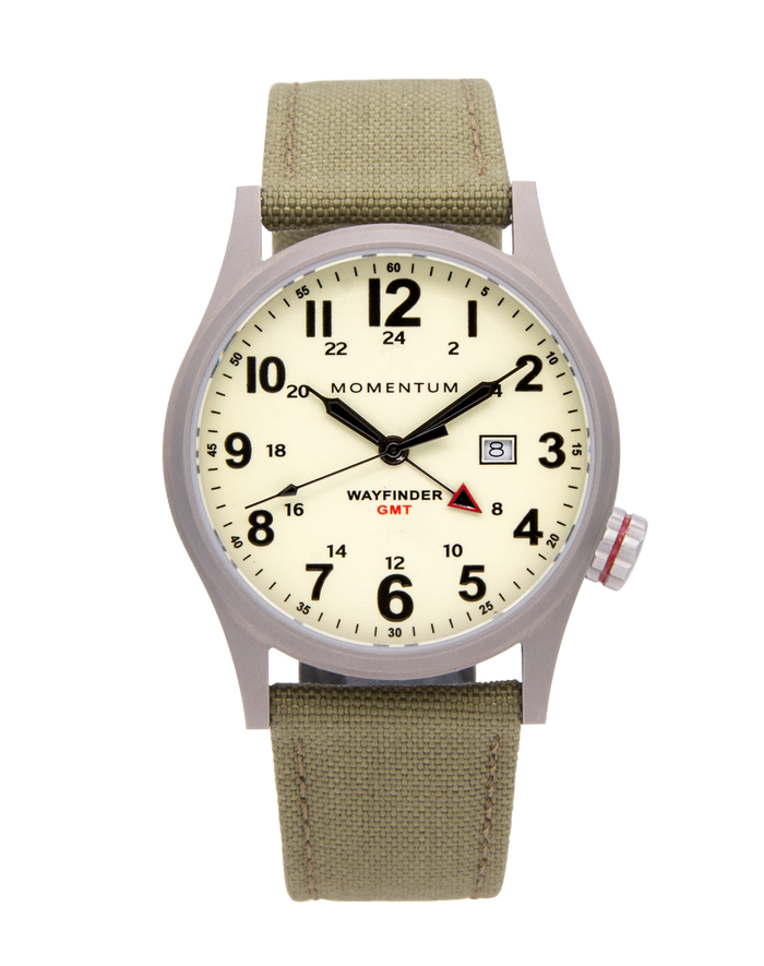 Momentum Watches | Wayfinder GMT - White Full Lume | Titanium Field Watch